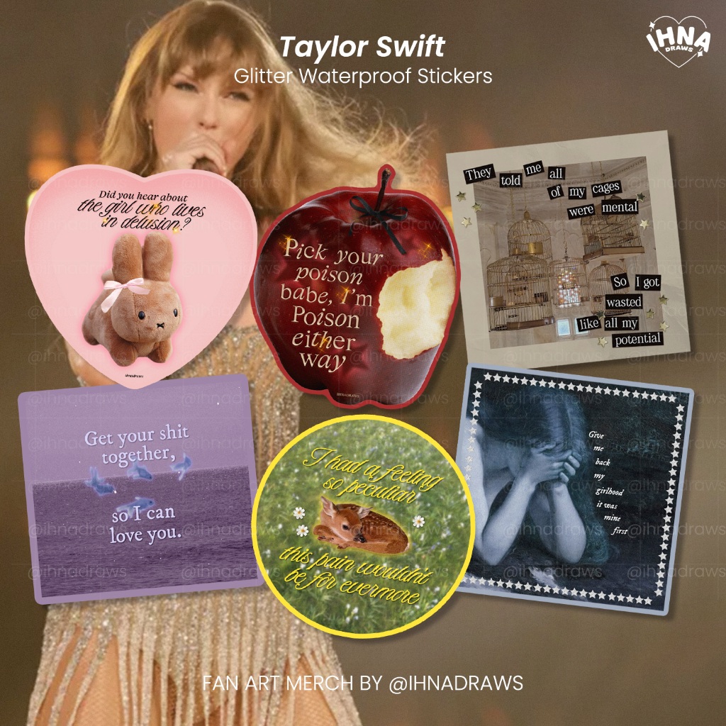 Taylor Swift Stickers folklore ttpd tortured poets evermore renegade ...