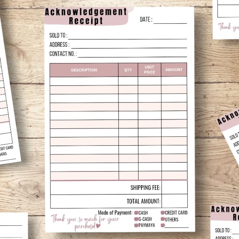 ACKNOWLEDGEMENT RECEIPT PAD NON CARBONIZED RESIBO DELIVERY RECEIPT ...