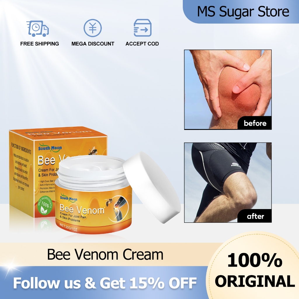 【BUY 3 FREE 1】 South Moon Bee Venom Cream 30g Bee Venom Pain Relief Cream Joint Muscle Pain ...