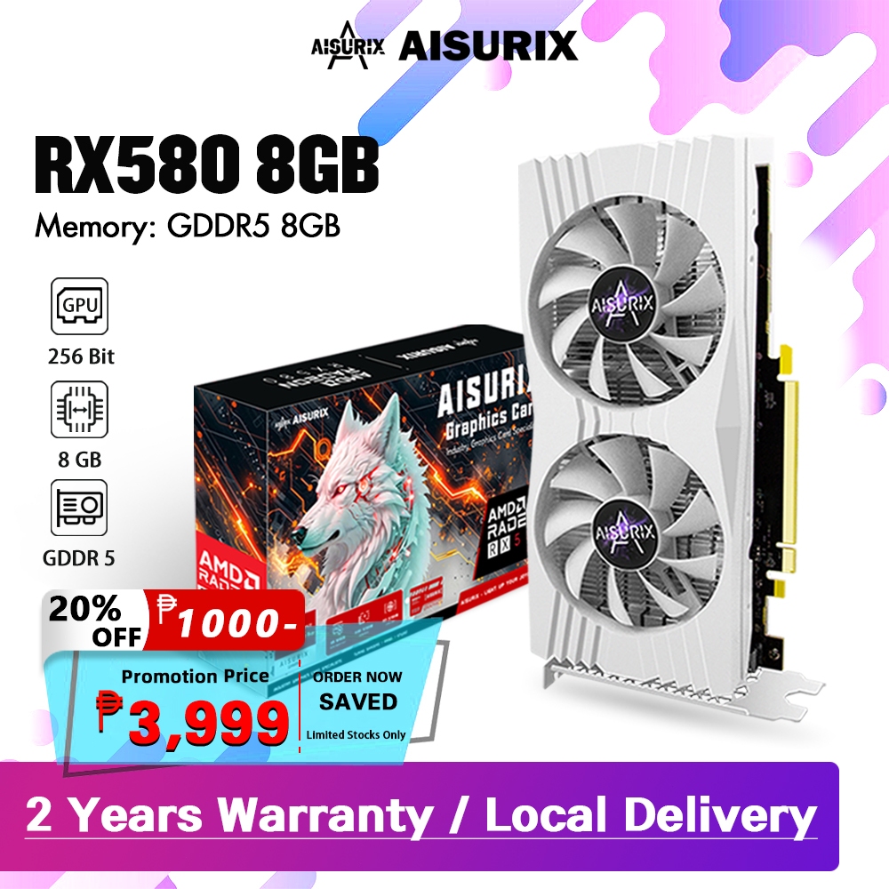 AISURIX RX580 8GB Graphics card GDDR5 Computer GPU Video Card For ...