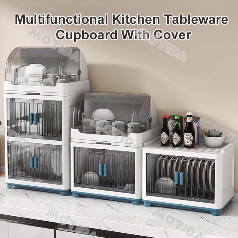 Household Dish Storage Drain Rack With Cover Kitchen Double Dish ...