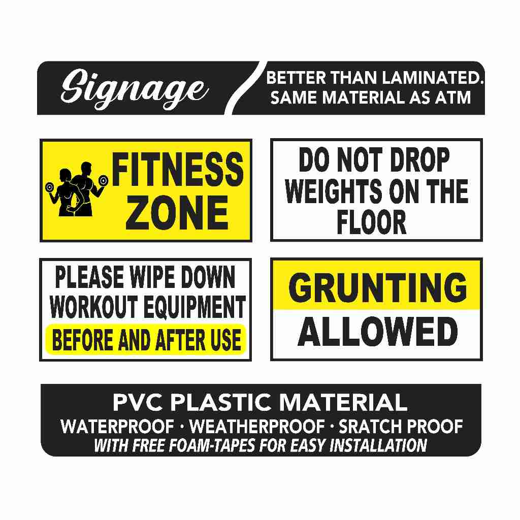 PVC Plastic Signage for Gym Establishment - Gym Rules - Gym Safety ...