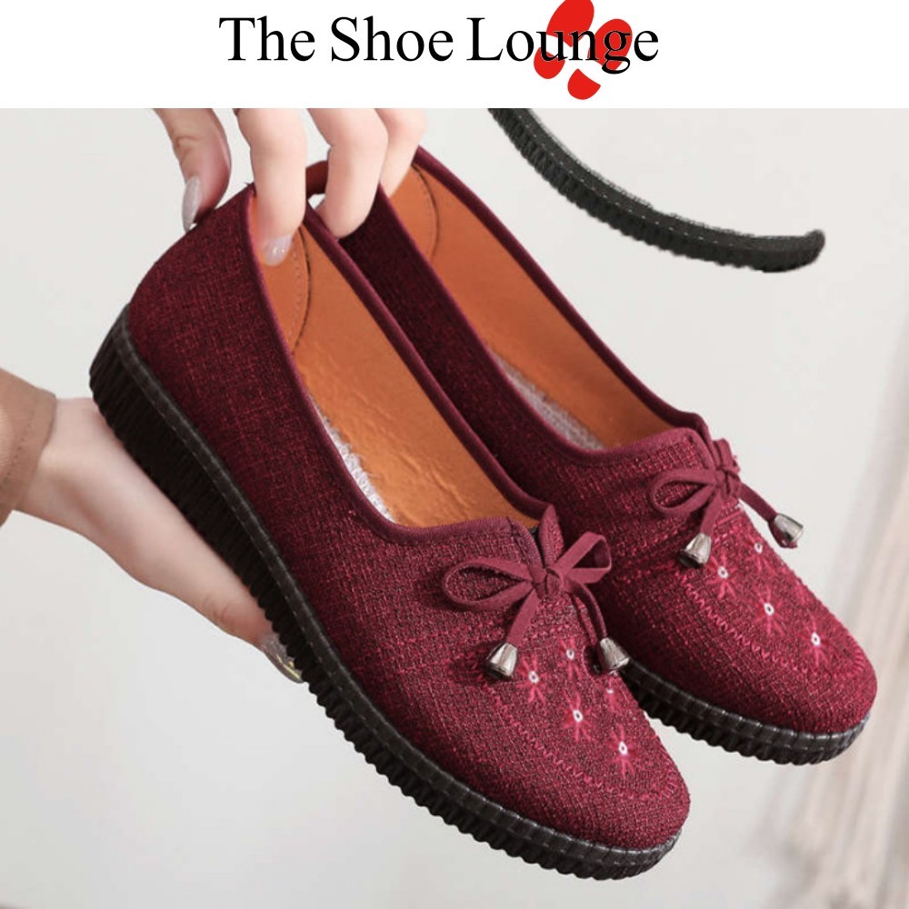 【TSL】Cloth shoes for women Rubber shoes Non-slip All seasons Slip on ...