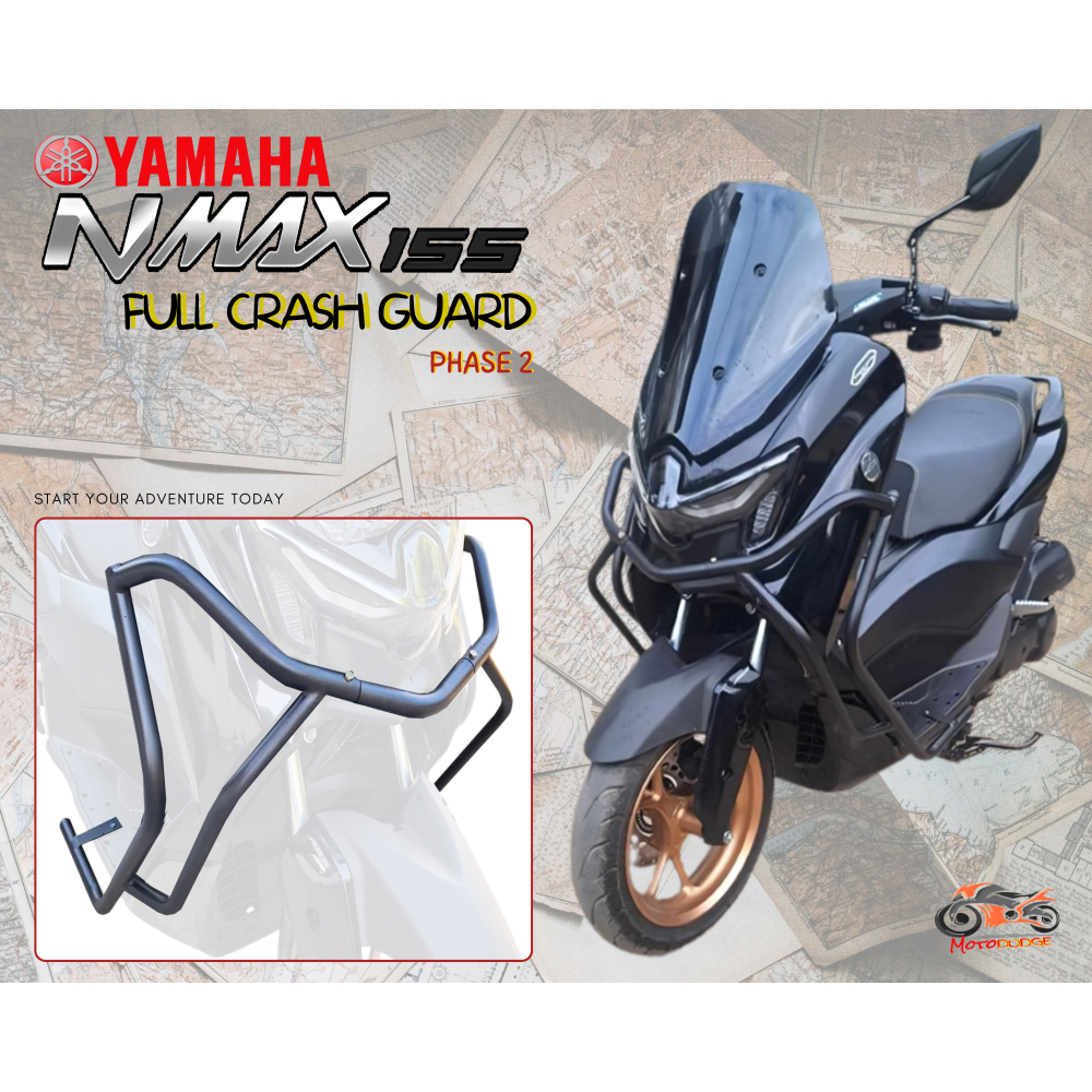YAMAHA NMAX 155 TECHMAX ( V3 ) - HEAVY DUTY FULL CRASH GUARD ( POWDER ...