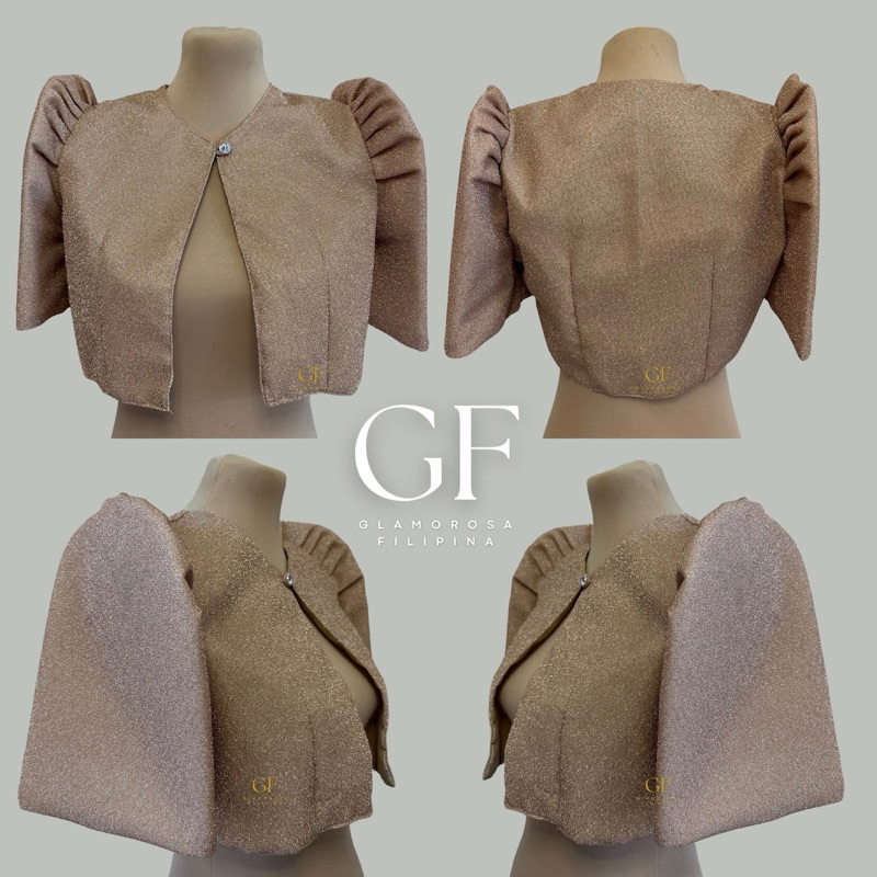 Modern Filipiniana Bolero | Semi Crop Top | Plain Candy Crush Fabric by ...