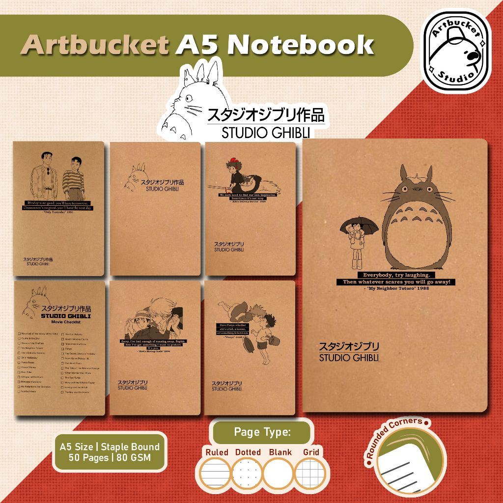 STUDIO GHIBLI A5 Notebook (My Neighbor Totoro, Howl's Moving Castle ...