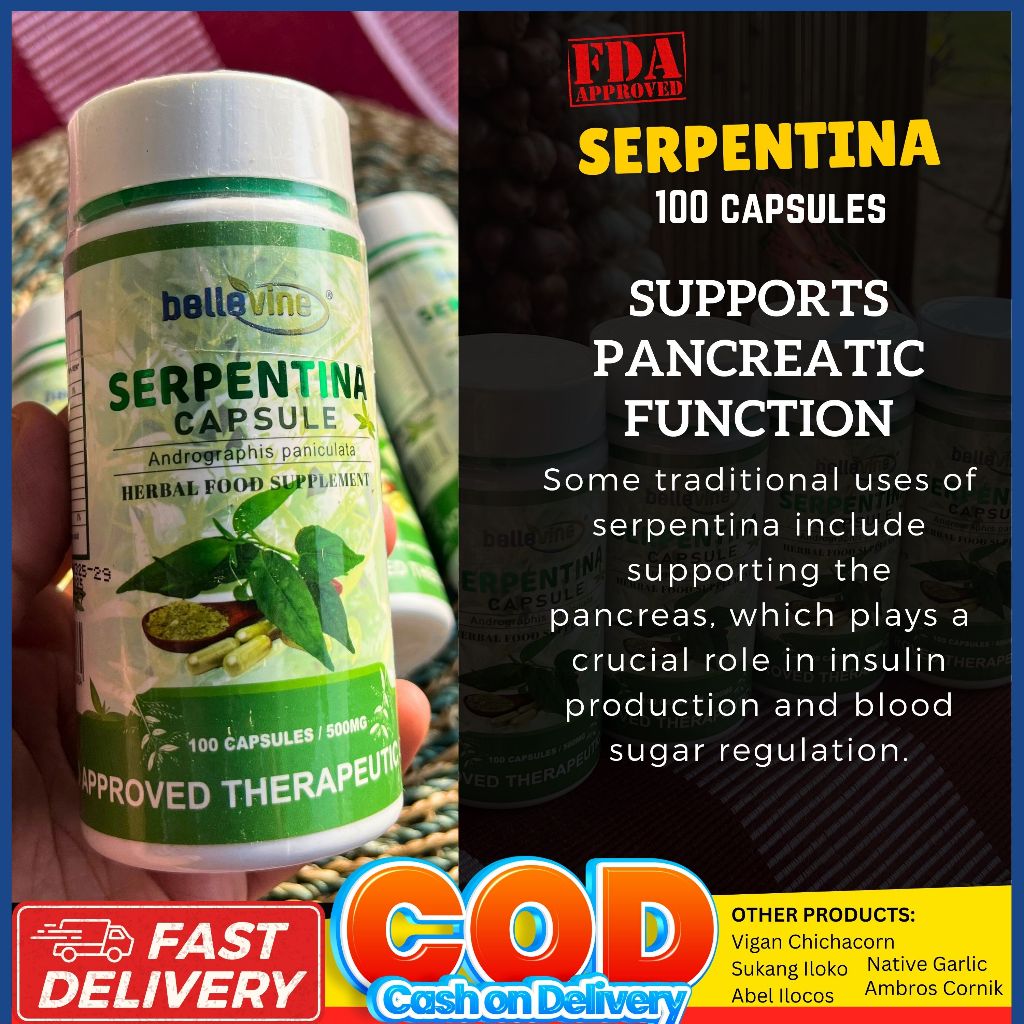 Bellevine Serpentina Supplement Capsules 500mg Bottle of 100 (FDA ...