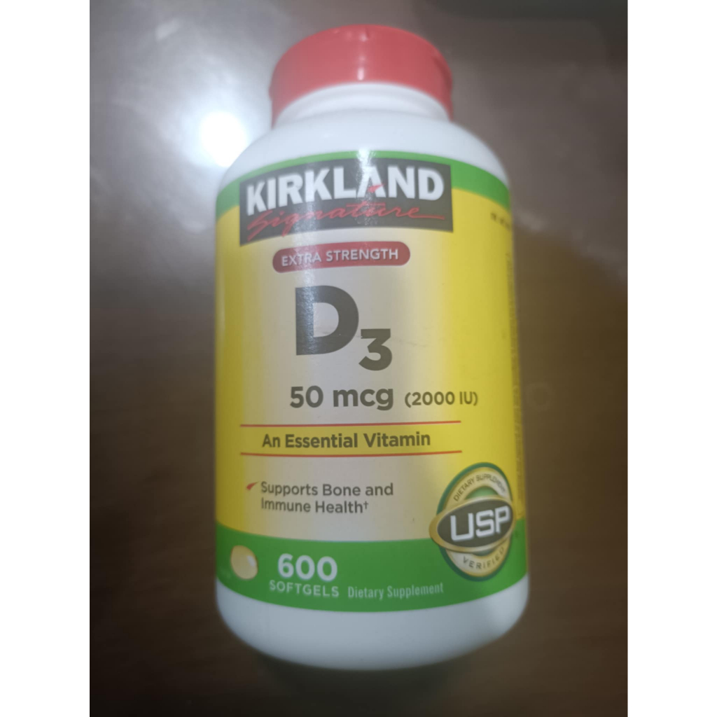 Kirkland Signature D3 600 Softgels 50mcg (2000 IU) Dietary Supplement ...