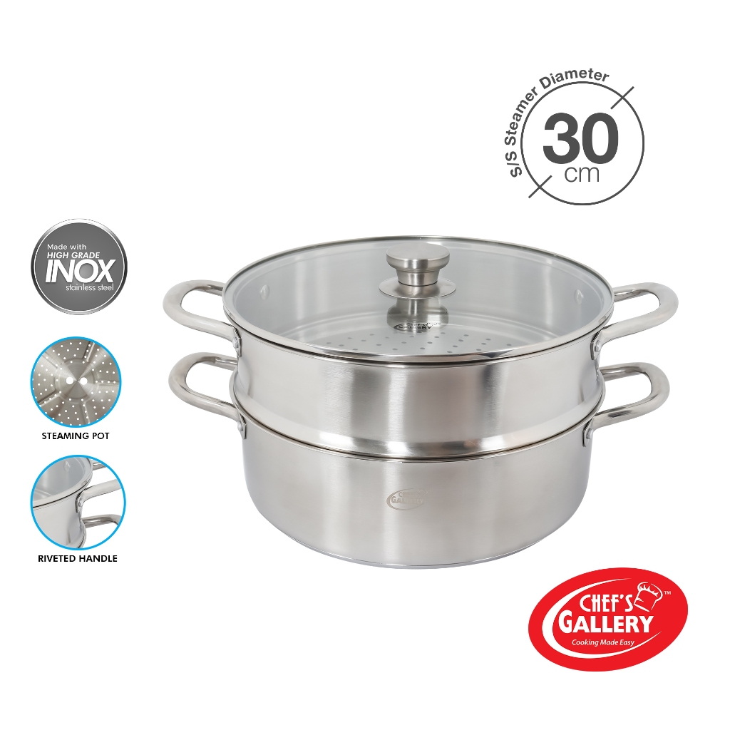 Chef's Gallery Steamer Set 30cm 3pcs | Induction CG-SS3PC/30-2 | Shopee ...