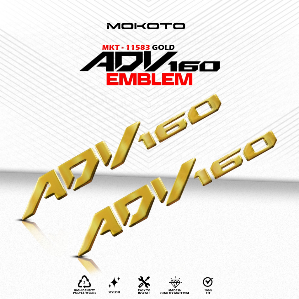MOKOTO ADV 160 STICKER EMBLEM GOLD MKT- 11583 EMBOSSED 3D STICKER LOGO ...
