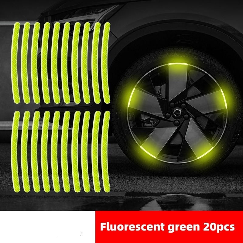 20pcs Car Wheel Hub Reflective Sticker Tire Rim Reflective Strips ...