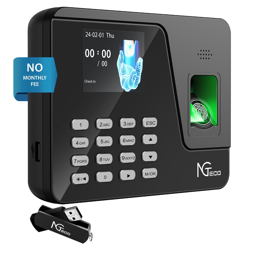 NGTeco Fingerprint Attendance Machine Time Attendance Time Recorder ...