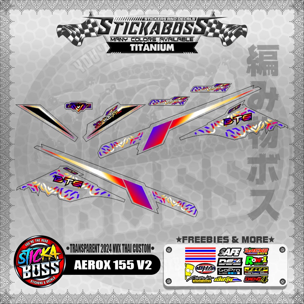 【PREMIUM UV PRINT】TRANSPARENT AEROX 155 V2 DECALS ( 2024 NVX THAI ...