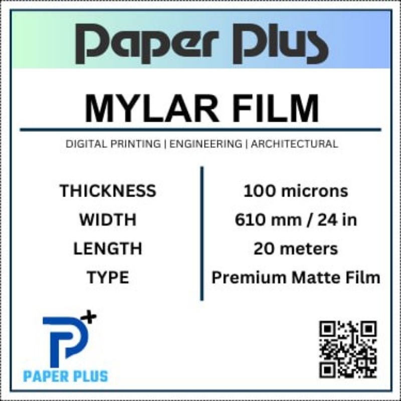Mylar Film Roll 24" x 20 meters 100 microns 2" core (Double Sided Matte ...