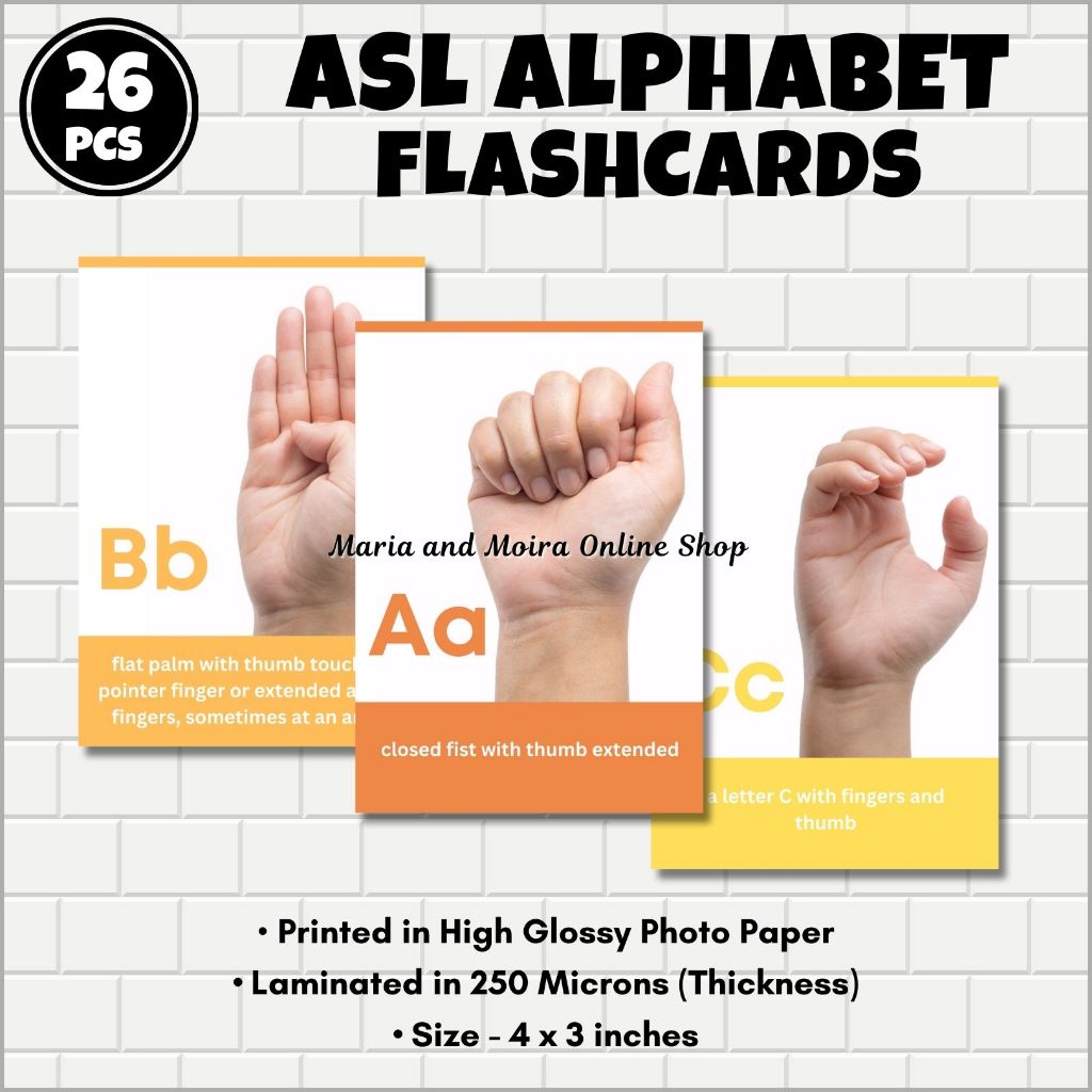ASL ALPHABET FLASHCARDS | LAMINATED SIGN LANGUAGE ALPHABET & NUMBERS ...