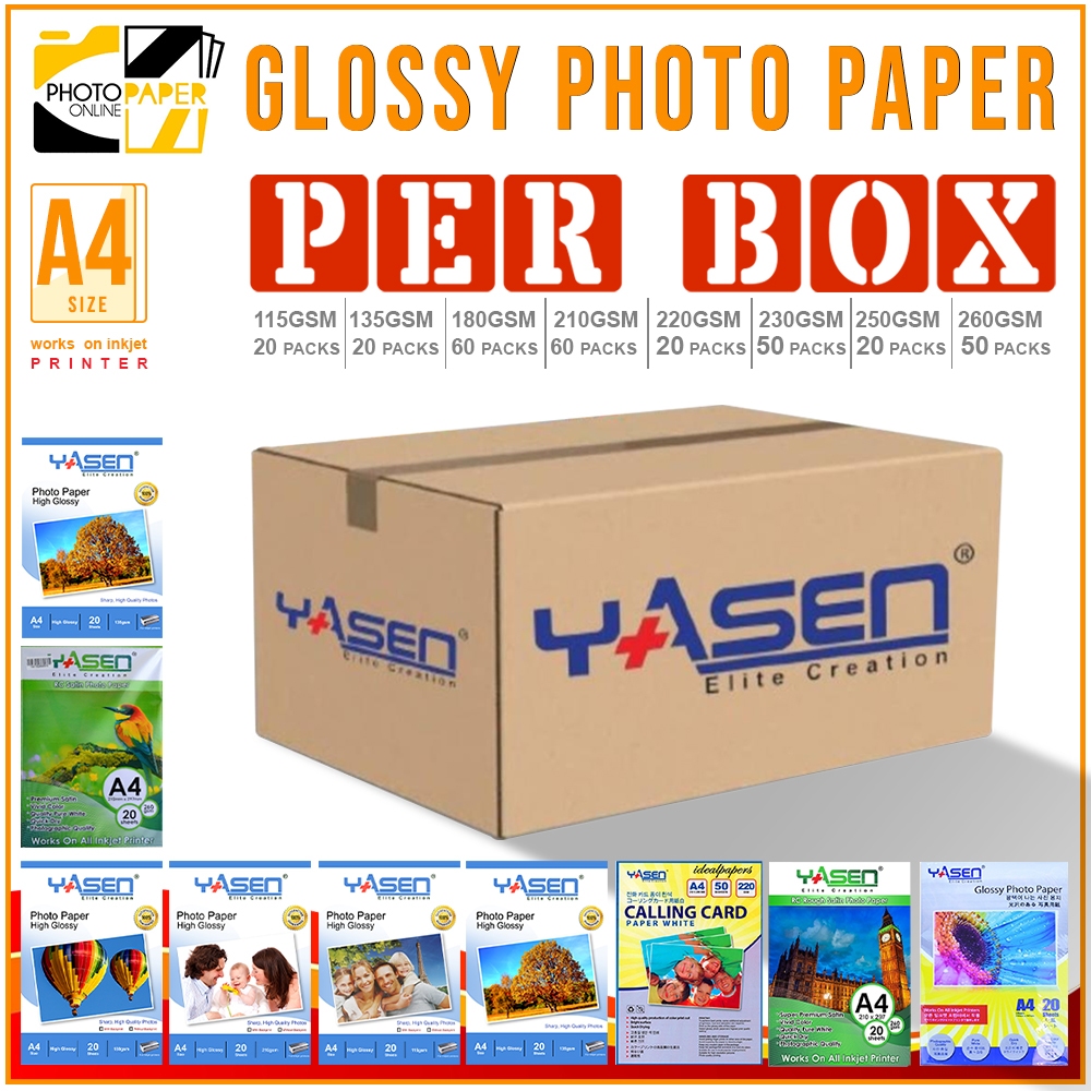 Yasen 1 Box A4 Size Photo Papers High Glossy | RC Resin Coated ...