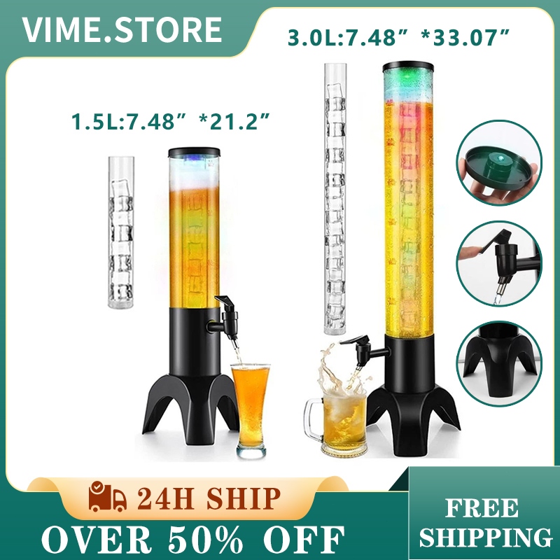 Tower beer dispenser juice dispenser ice tube and lighting LED 1.5L/3 ...