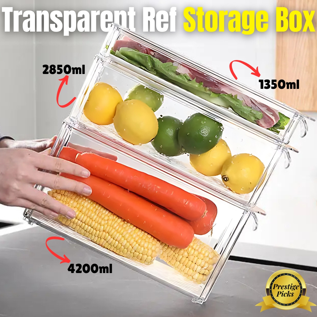 Transparent Refrigerator Storage Box With Lid Rectangle Fridge Freezer ...