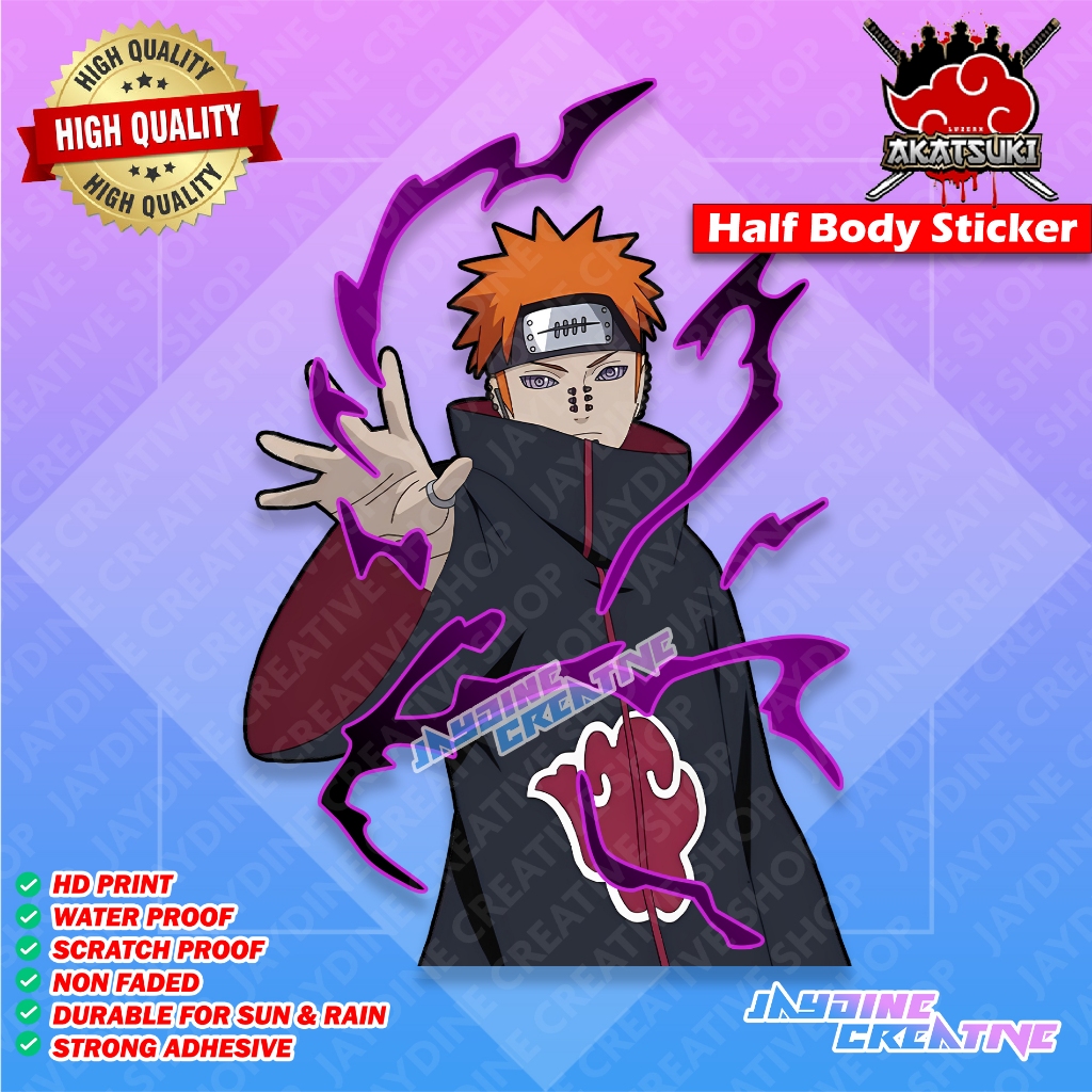 Akatsuki, Pain, Half Body Sticker, Indoor Outdoor Vinyl Sticker ...