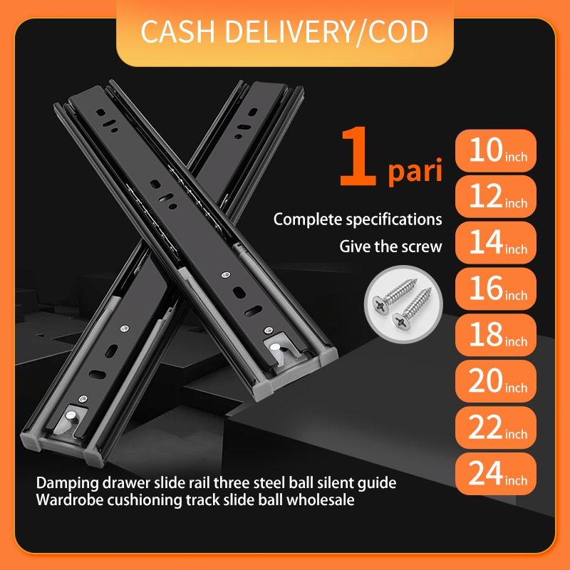 Hardware Soft Close Function Drawer Guide Full Extension Slide Steel ...