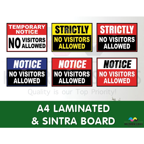 No Visitors Allowed Laminated | Sintra Board Signages | Shopee Singapore