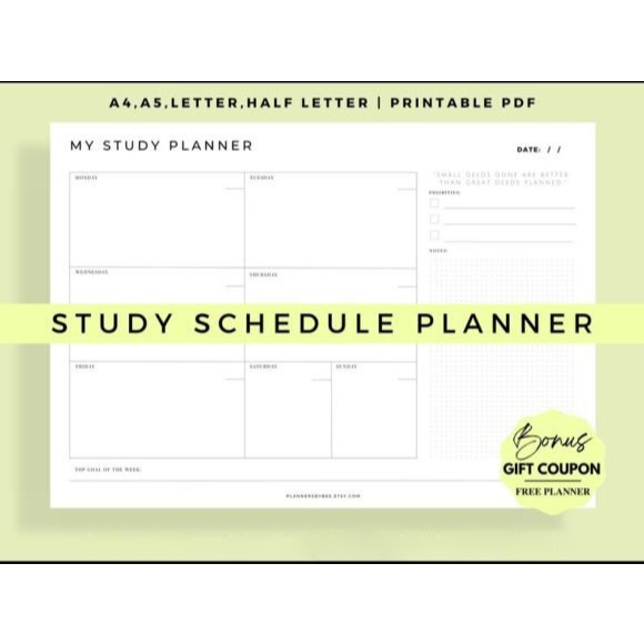Digital Planner, Printable Weekly Student Planner, Study Tracker ...