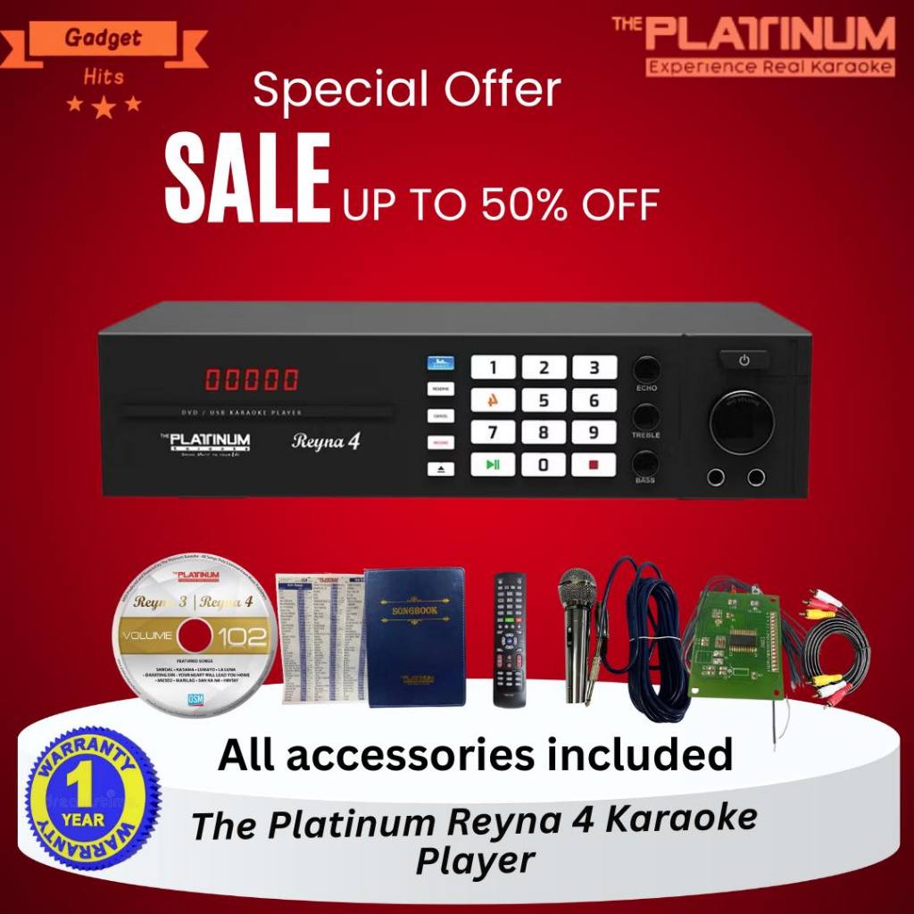 The Platinum Reyna 4 Karaoke Player With 21,000 songs VOL 101 CD with FREE Platinum Wired ...