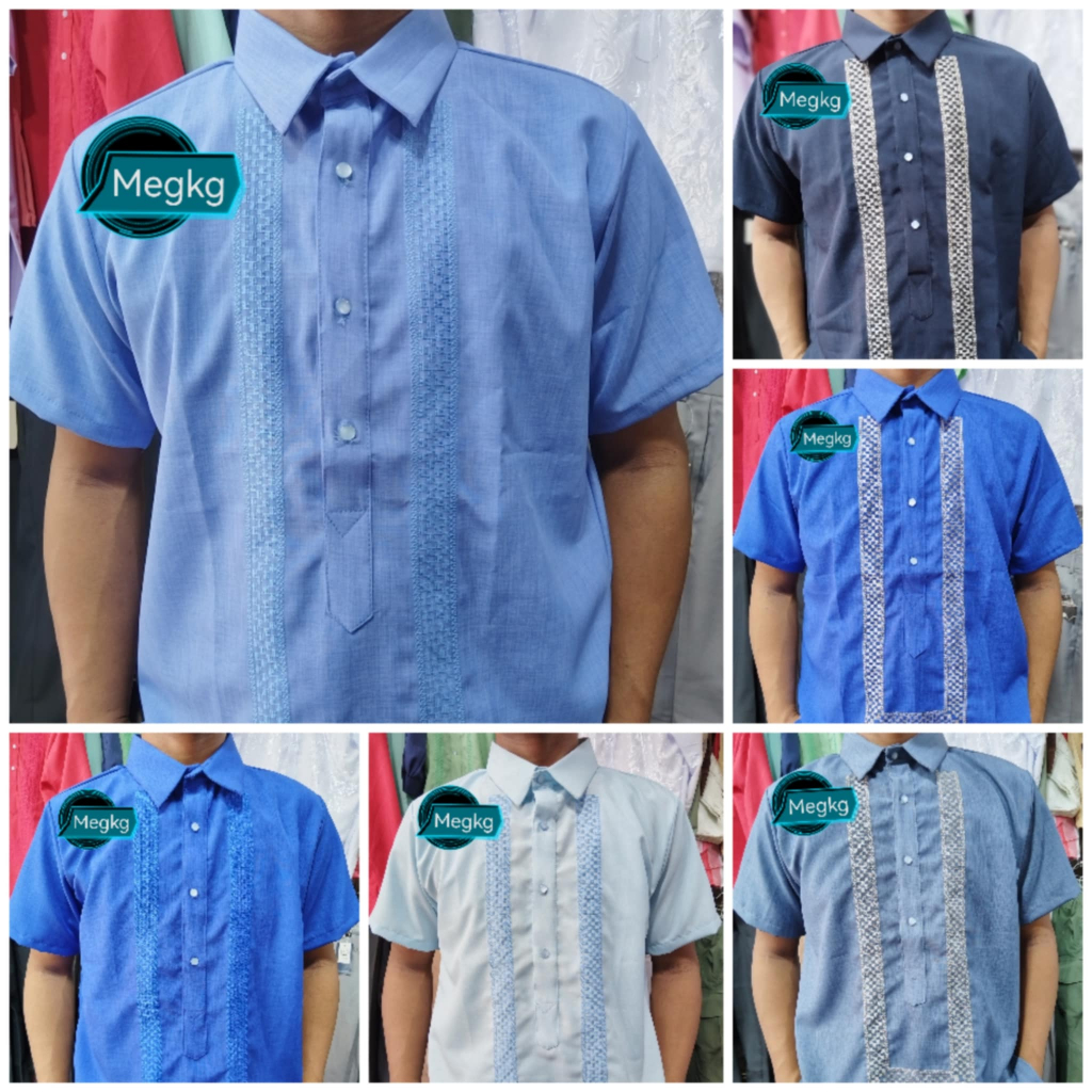 Men Computerized Short Sleeve Polo Barong Random Design | Shopee Singapore