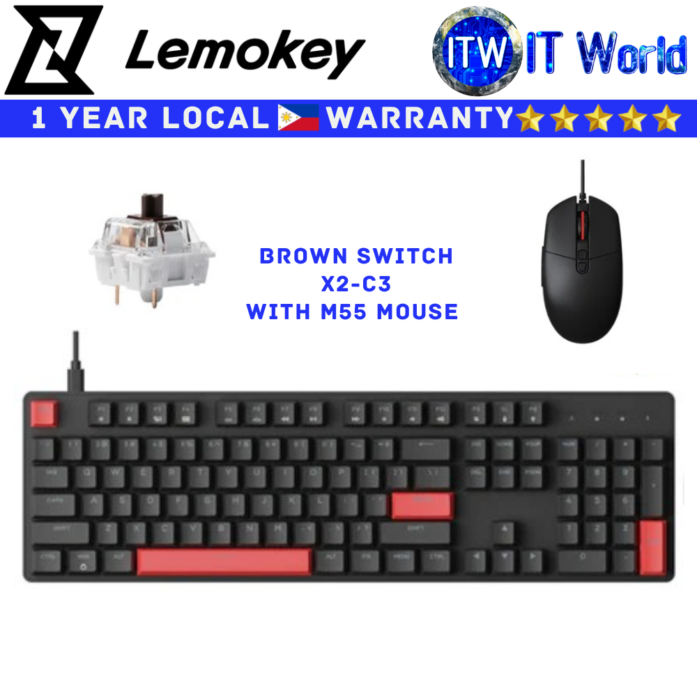 Lemokey Wired Mechanical Keyboard and Mouse Combo X2 QMK Brown Switch ...
