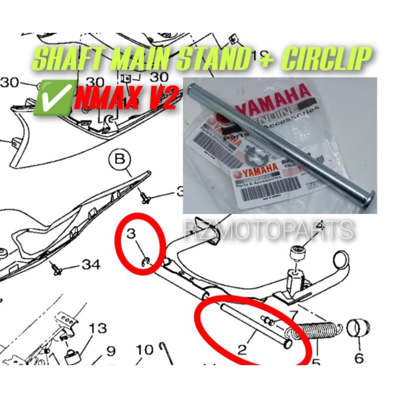 NMAX V2 SHAFT/EHE + CIRCLIP, CENTER STAND | Shopee Singapore