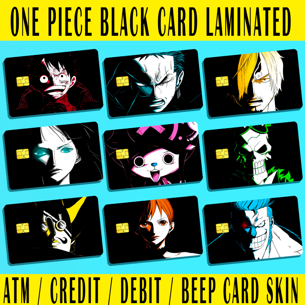 ONE PIECE BLACK MINIMALIST - (SKIN CARD STICKER) ATM/CREDIT/DEBIT/BEEP ...