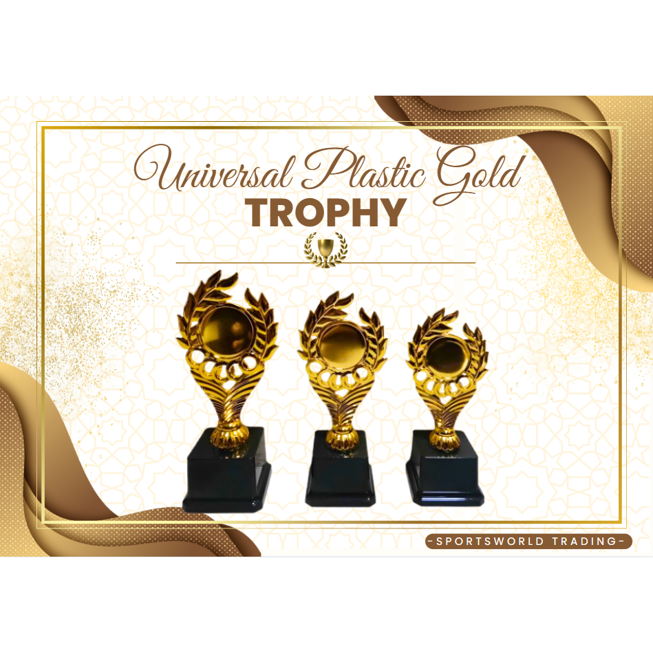 Universal Plastic Gold Trophy Set Of 3 Height 25 cm/23 cm/21 cm ( YG ...