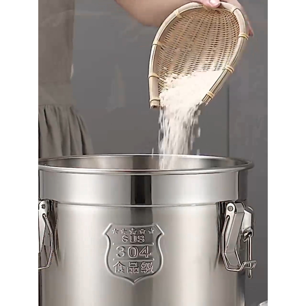 Large Capacity 304 Stainless Steel Rice Bucket Closed multi-purpose ...