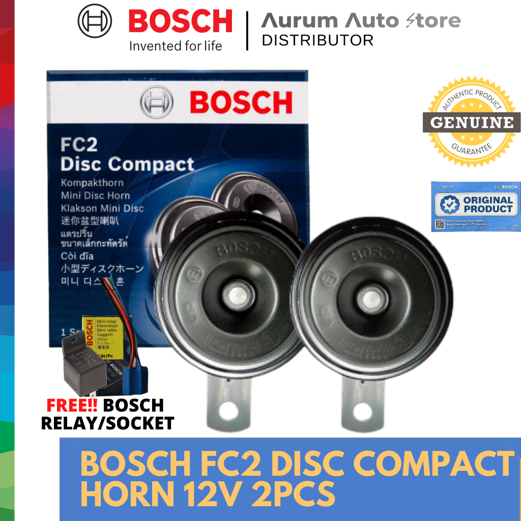 Bosch FC2 Disc Compact Horn set 12V with relay and Socket | Shopee ...