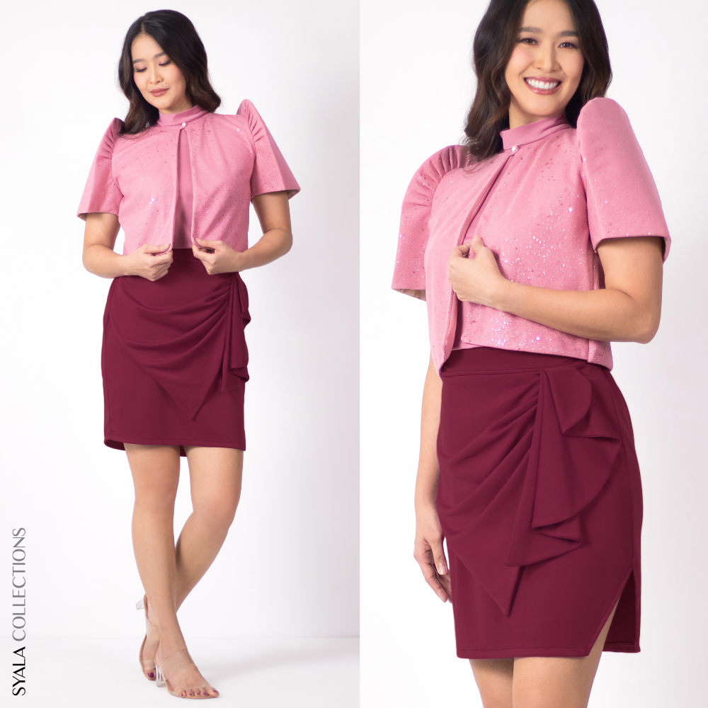 Closed Neck Top to Fan Tulip Skirt and Work Ceremony Plus Bolero ...