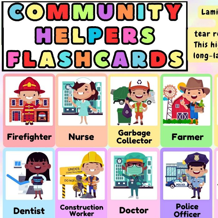 LAMINATED FLASH CARDS - COMMUNITY HELPERS FOR KIDS TODDLERS PRESCHOOL ...
