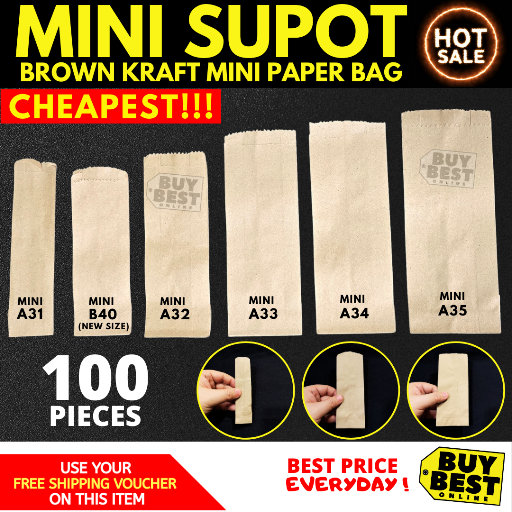 Mini Brown Paper Bag Supot [ALL SIZES] MATIBAY | Shopee Singapore