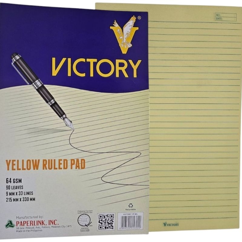 Victory Yellow Ruled Pad 90 Leaves | Shopee Singapore