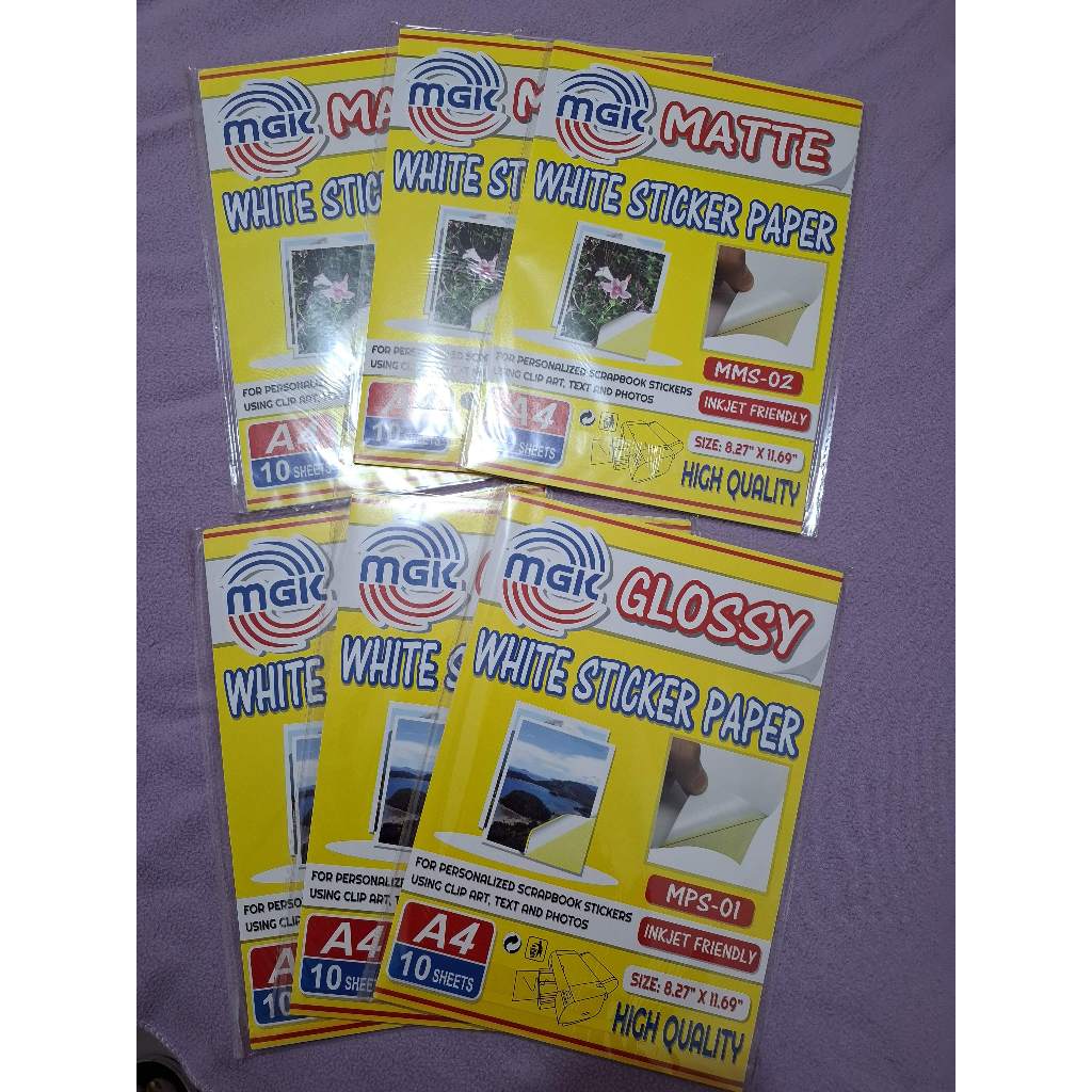 sticker paper A4 size by 10s matte or glossy | Shopee Singapore