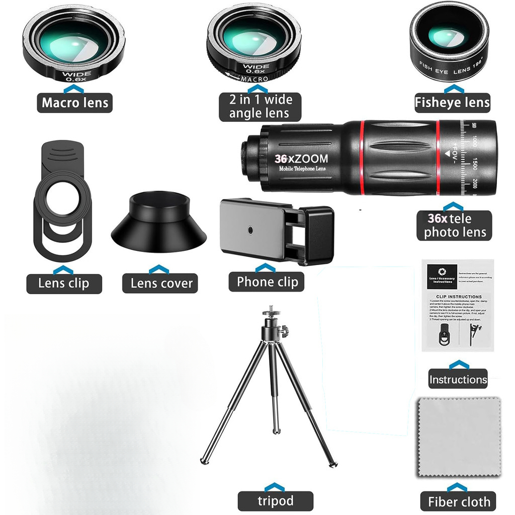 36X mobile phone telephoto lens 4K HD camera 36X Zoom Mobile Phone Lens ...