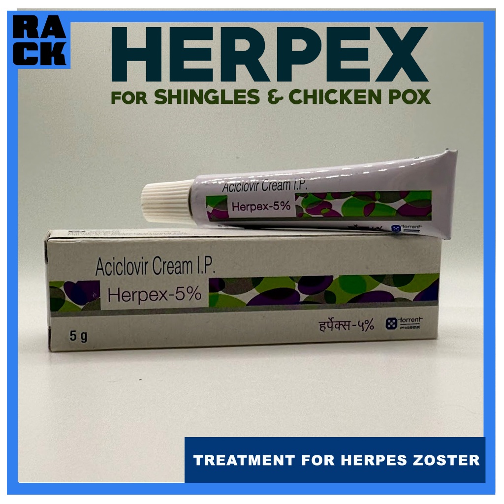 HERPEX Cream 5gm - Effective Treatment for Shingles / Chicken Pox Skin Repair / Herpes Zoster ...