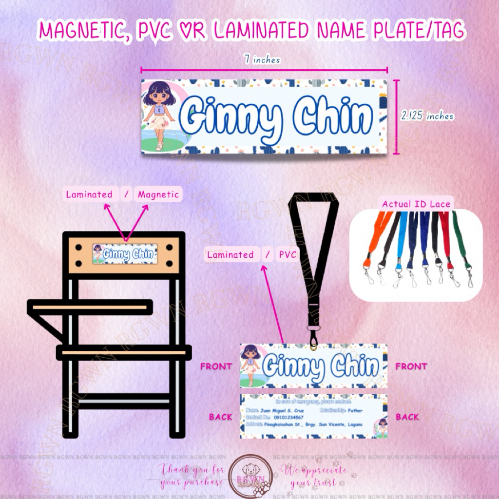 Magnetic/PVC/Laminated Nametag/Nameplate for Gradeschoolers ( 7x2.125in ...