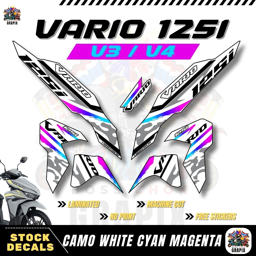 V3 / V4 Click Vario 125i Decals Sticker Camo Series - With Freebies ...