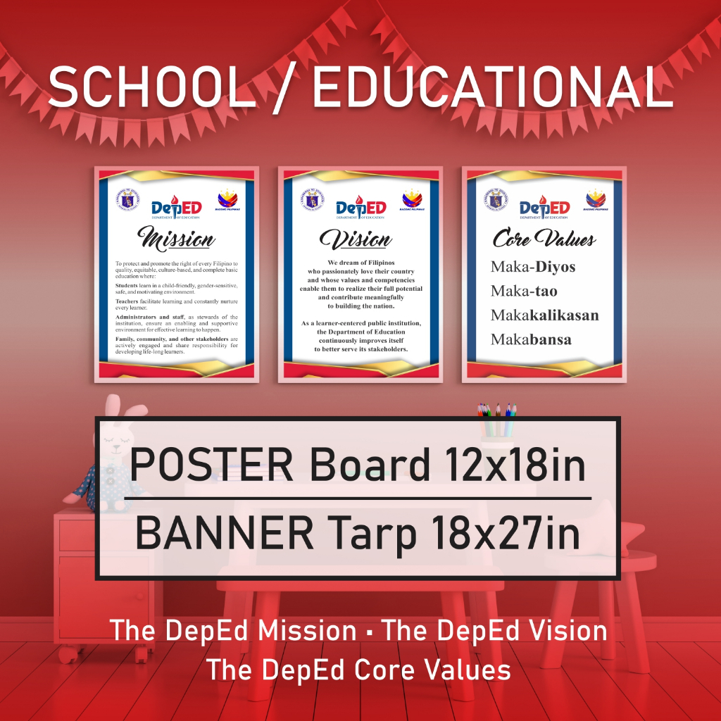DEPED Mission Vision Core Values • 12x18 Poster • 18x27 Banner Tarp ...