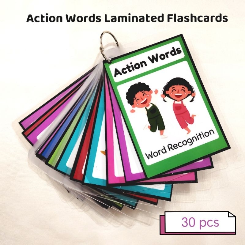 Action Words Laminated Flashcards Word Recognition | Shopee Singapore