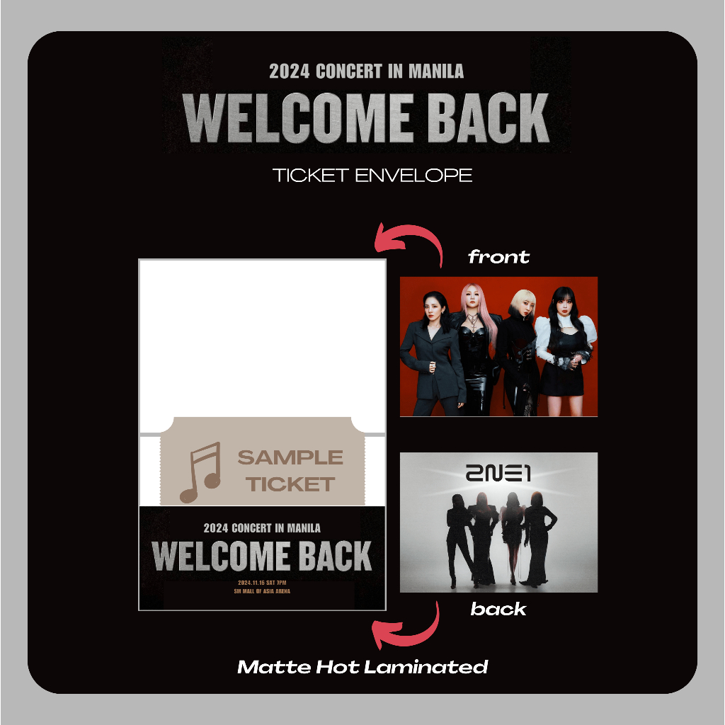 2NE1 Welcome Back 2024-25 in Manila Concert Ticket Holder / Envelope ...