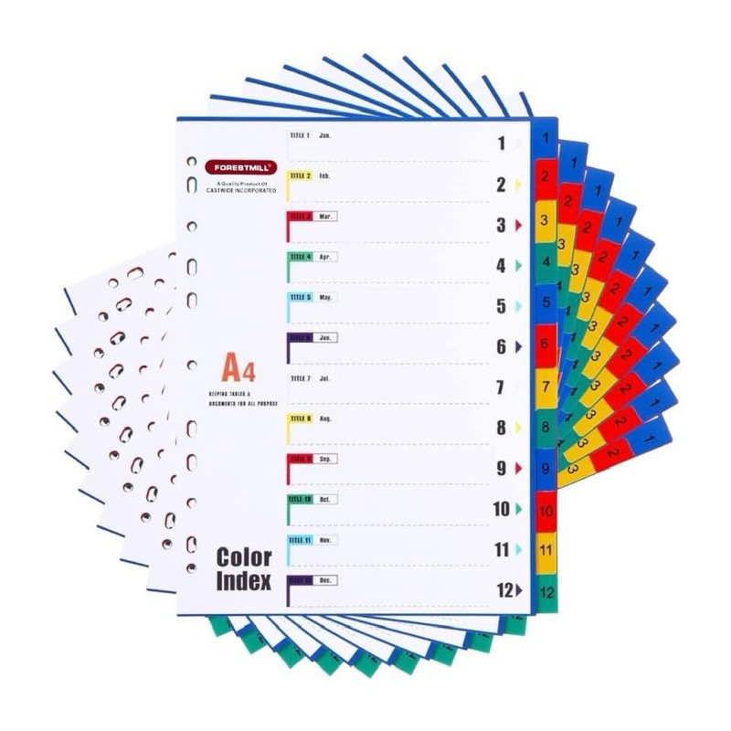 FORESTMILL INDEX FILE DIVIDER A4 SIZE (12 PAGES) | Shopee Singapore