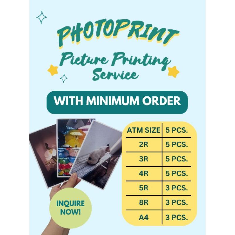 PhotoPrint Picture Printing Service - ATM SIZE/2R/3R/4R/5R/8R/A4 Size | Shopee Singapore
