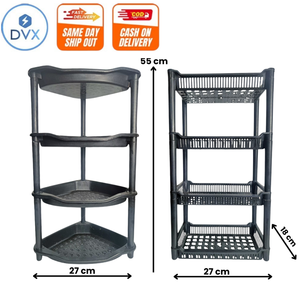 DVX 4-Layer Plastic Rack Corner Shelves Curve / Rectangle Shape ...