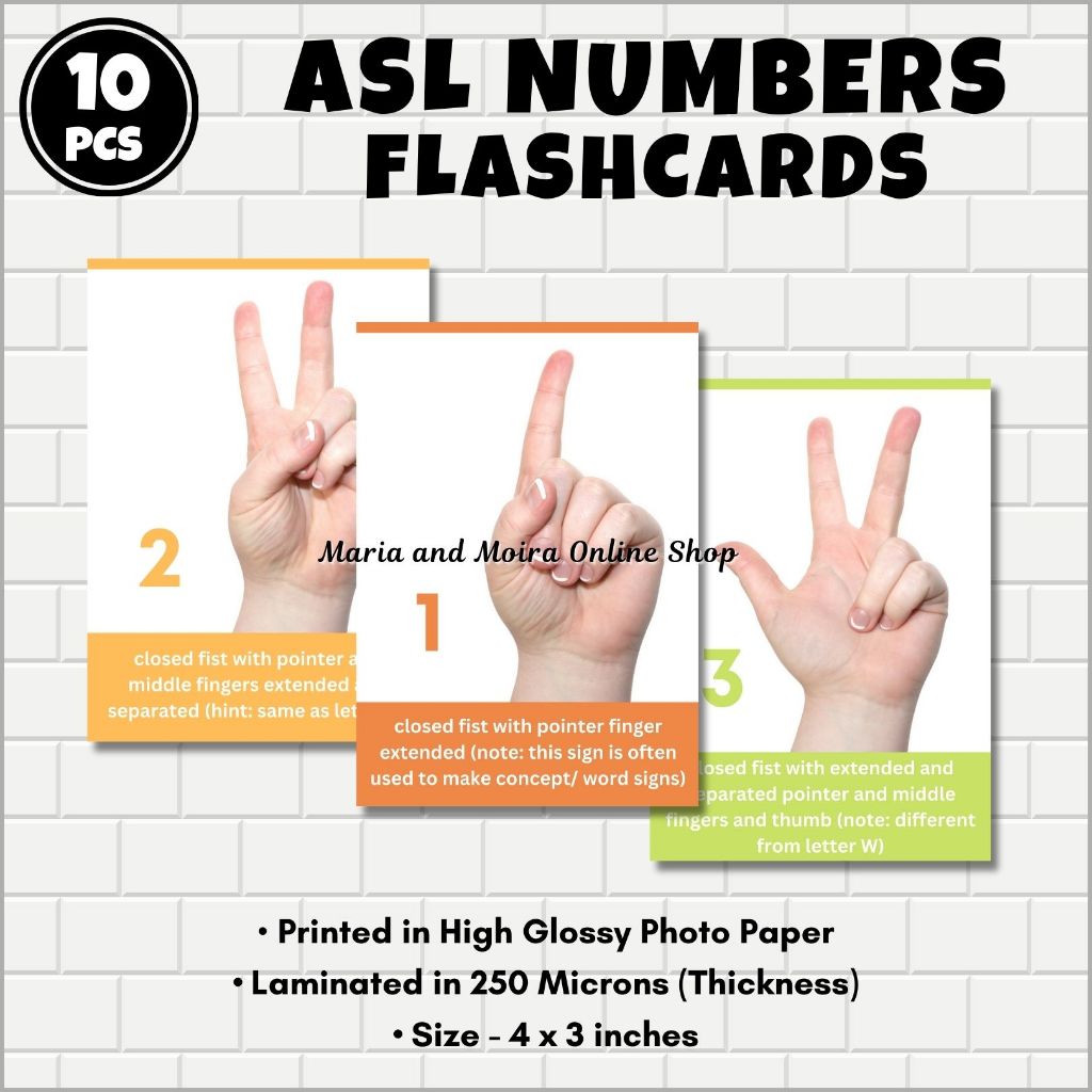 ASL NUMBERS FLASHCARDS | LAMINATED SIGN LANGUAGE NUMBERS & ALPHABET ...